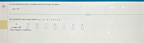 Solved For The Following Function Complete Parts A