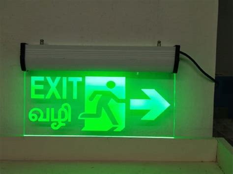 Green Acrylic LED Exit Signage Shape Rectangle Dimensions X X Mm At Piece