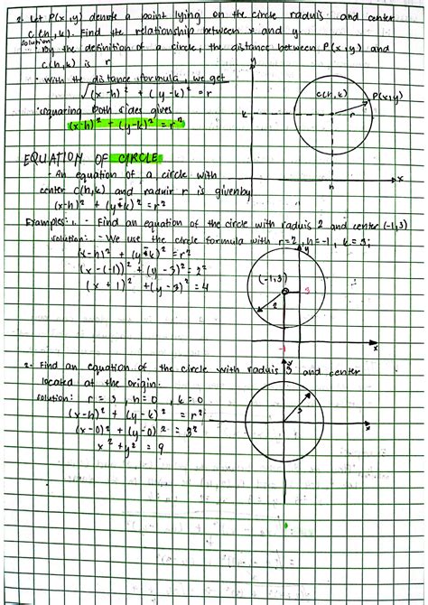 SOLUTION Notes And Examples Analytical Geometry Circles Straight Lines