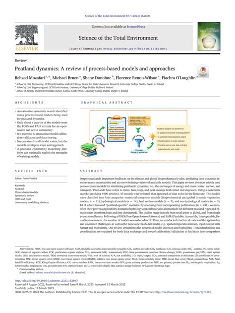 Pdf Peatland Dynamics A Review Of Process Based Models And Approaches