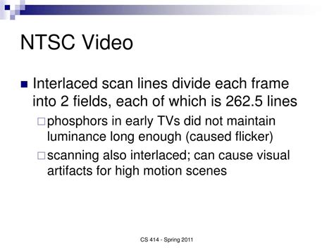 Ppt Cs 414 Multimedia Systems Design Lecture 5 Digital Video Representation Powerpoint