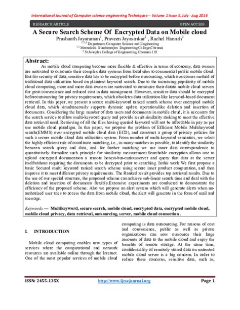 pdf a secure search scheme of encrypted data on mobile cloud