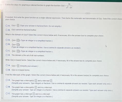 Solved Follow The Steps For Graphing A Rational Function To Chegg