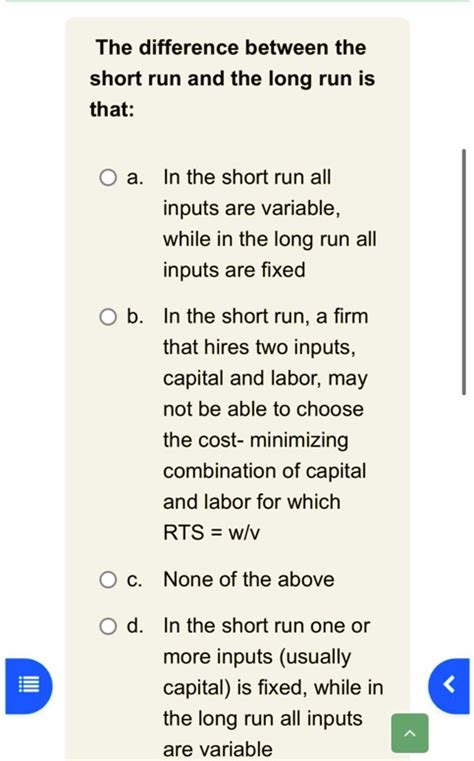 the difference between the short run and the long run is that a in