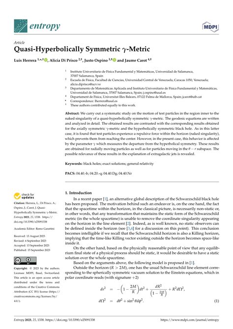 Pdf Quasi Hyperbolically Symmetric γ Metric