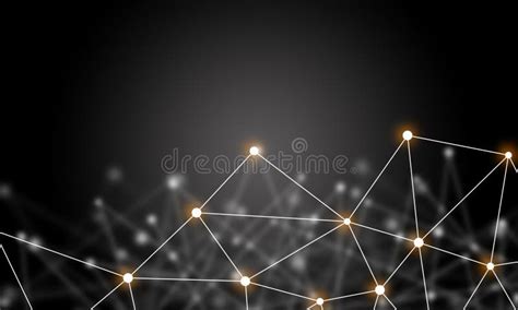 Technology Background Concept Abstract Connected Line Dots Network On Bright Polygon Black
