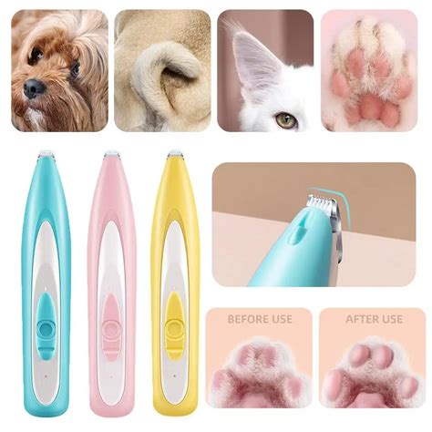 Pet Cat Electric Groomer Trimmer With Led Light Waterproof Pet Foot