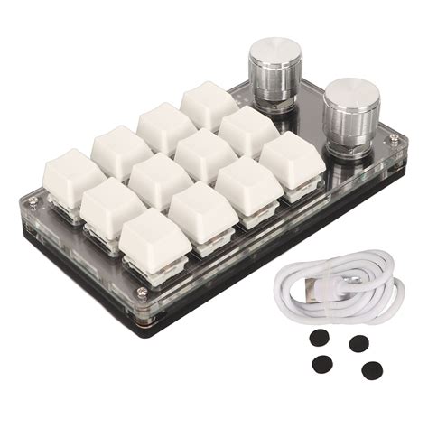 2024 Mini 12 Key Keypad With 2 Knob Blue Switch Diy Programmable Wired Connection Plug And Play