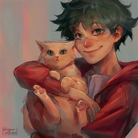Mha Deku And Cat By Spacearteast On Deviantart