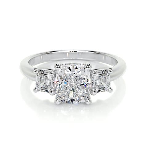 Edge Jewel Wedding Ring 14k White Gold Plated Moissanite Ring For Her