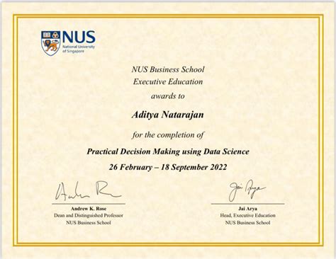 University Datascience Singapore Singapore Aditya Natarajan