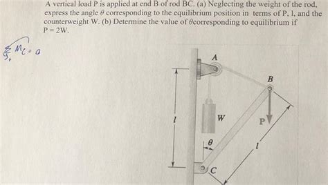 solved a vertical load p is applied at end b of rod bc a