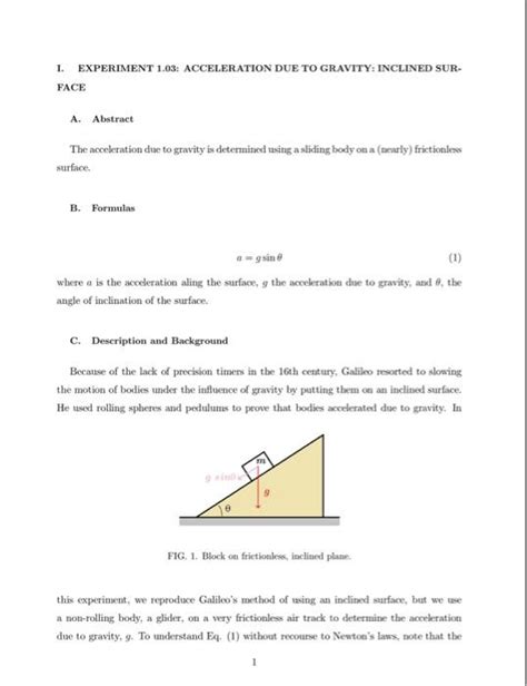 Solved I EXPERIMENT ACCELERATION DUE TO GRAVITY Chegg