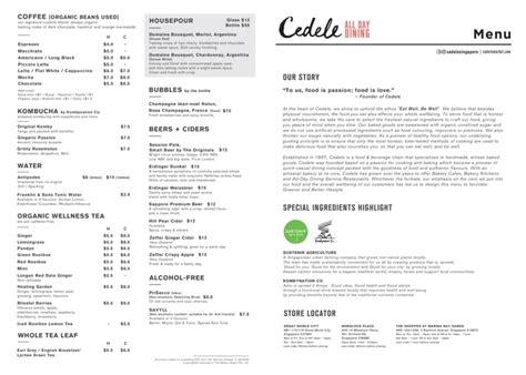 Cedele Bakery Cafe Menu Singapore And Updated Prices 2026
