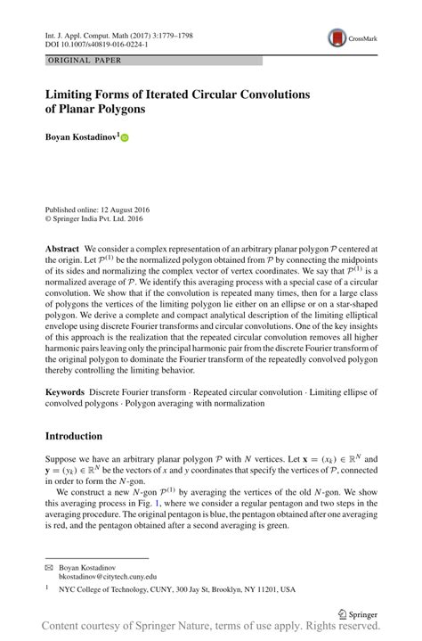 Limiting Forms Of Iterated Circular Convolutions Of Planar Polygons Request Pdf