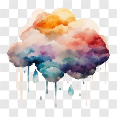 Download Rain Cloud With Colorful Droplets Png Online Creative Fabrica
