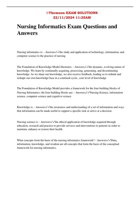 Nursing Informatics Exam Questions And Answers Nursing Informatics Stuvia Us