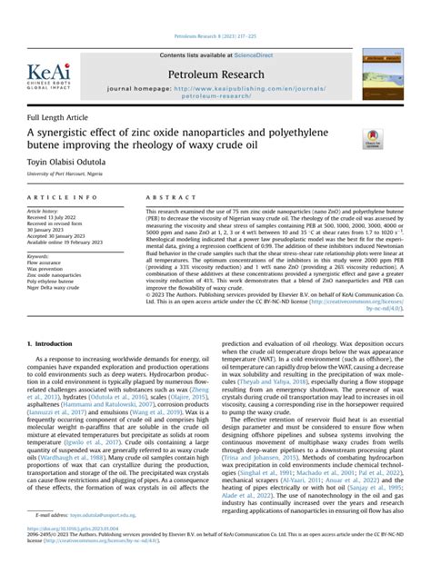 A Synergistic Effect Of Zinc Oxide Nanoparticles And Polyethylene Pdf