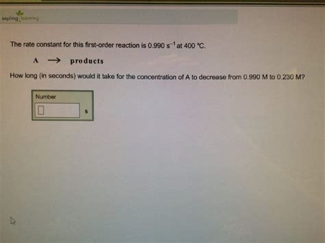 Solved The Rate Constant For This First Order Reaction Is