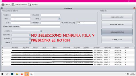 Java Enviar Un Mensaje Al Usuario Si No Se Selecciona La Tabla Antes