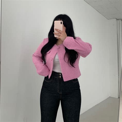 데이지투엘 완전강추 펄 스퀘어 트위드 크롭 자켓 사이즈 사이즈 사이즈 빅사이즈 위시버킷