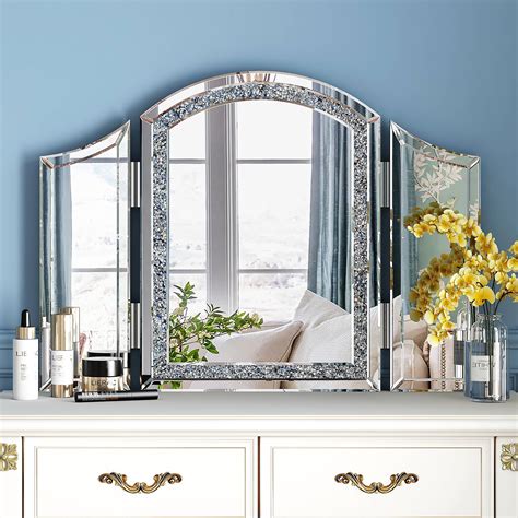 Modern Tri Fold Tabletop Vanity Mirror Makeup Tri Folding Mirror