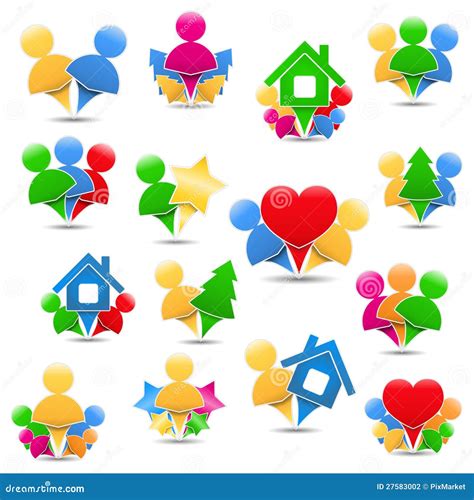 Icons With Humans Stock Vector Illustration Of Group 27583002