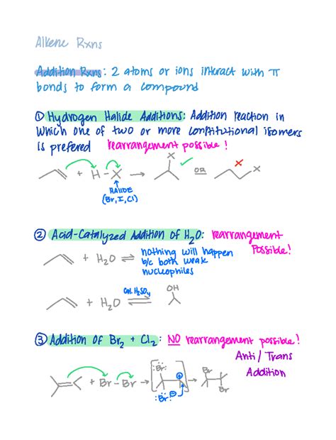 Rxns Alkenes Snowden Alkene Rxns Addition Rxns 2 Atoms Or Ions Interact With T Bonds To Form