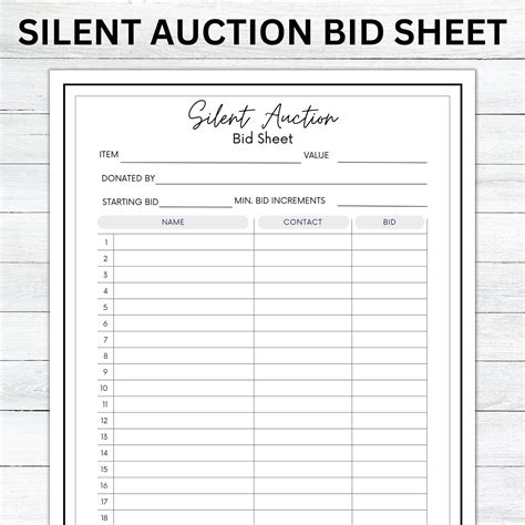 Silent Auction Bidder Registration Form