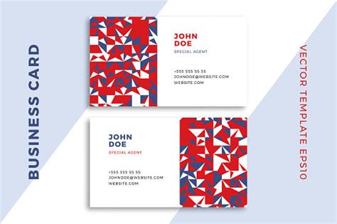 추상적 인 패턴의 현대 명함 템플릿 트렌디 한 기하학적 패턴의 애국적인 기업 문구 모형 샘플 텍스트가있는 깨끗하고 간단한 벡터