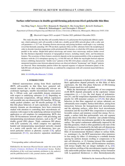 Pdf Surface Relief Terraces In Double Gyroid Forming Polystyrene