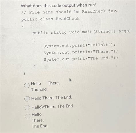 solved what does this code output when run ﻿file name