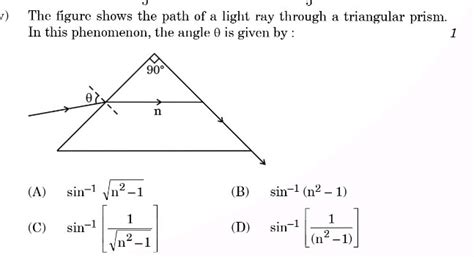 The Figure Shows The Path Of A Light Ray Through A Triangular Prism In