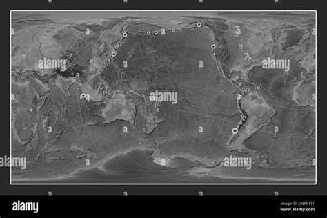 Balmoral Reef Tectonic Plate On The Grayscale Elevation Map In The Patterson Cylindrical Oblique