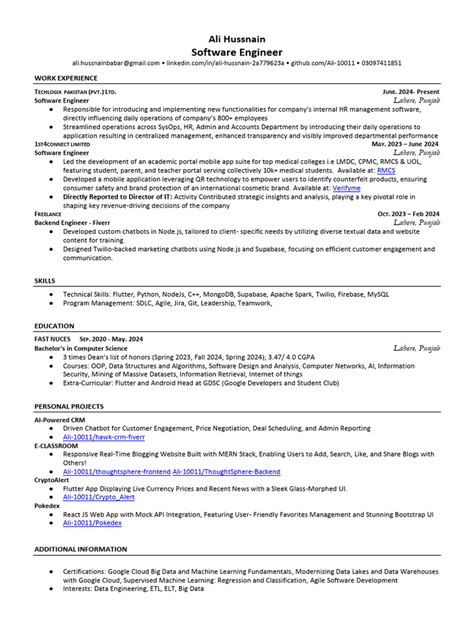Ali Hussnain Software Engineerdocx Pdf Mobile App Machine Learning