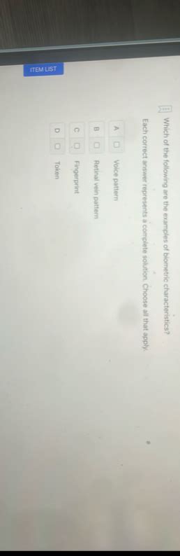 Solved Which Of The Following Are The Examples Of Biometric