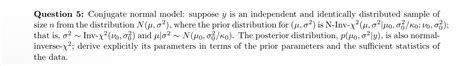 Solved Question 5 Conjugate Normal Model Suppose Y ﻿is An