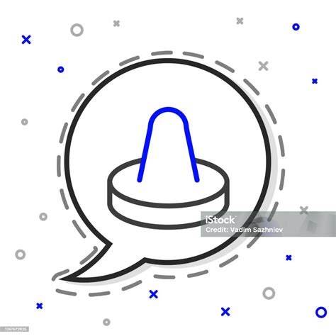 흰색 배경에 고립 된 에어 하키 게임 아이콘을 재생라인 망치와 퍽 다채로운 개요 개념 벡터 일러스트레이션 경기 스포츠에 대한 스톡 벡터 아트 및 기타 이미지 Istock