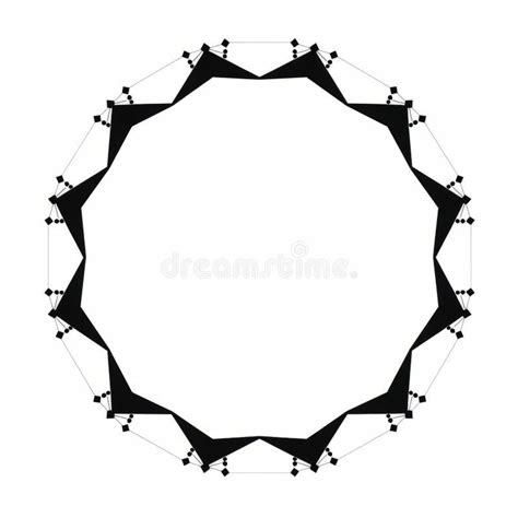 Minimalistic Curvilinear Pentadecagon Pattern On White Background Stock Illustration