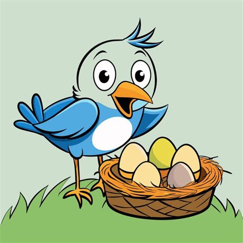 Premium Vector A Drawing Of A Bird With Eggs In It