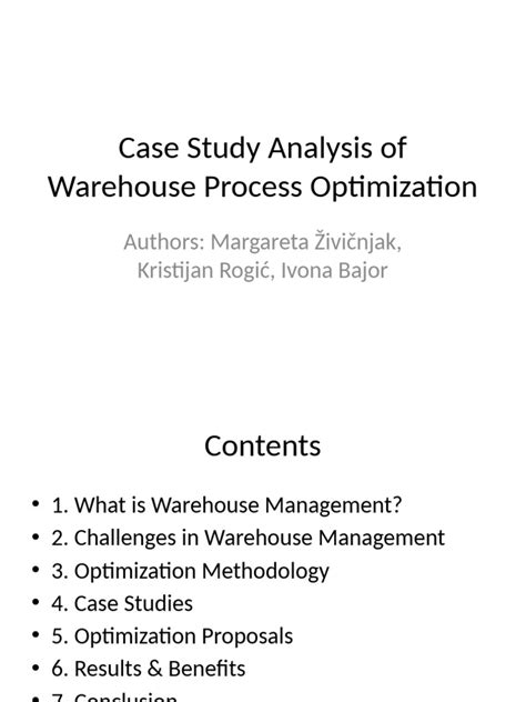 Warehouse Optimization Presentation Pdf Warehouse Program Optimization