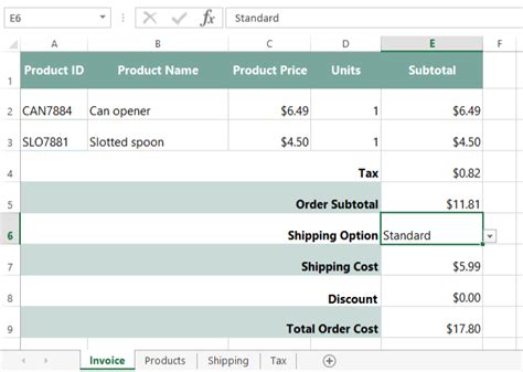 Excel Formulas Invoice Part 5 Data Validation
