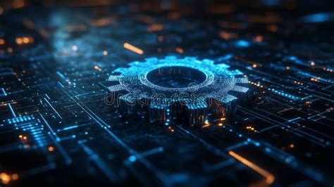 Digital Gear On Circuit Board Futuristic Technology Innovation And Engineering Concept 3d