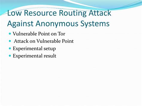 Ppt Attacks On Low Latency Anonymous Network Tor Powerpoint Presentation Id6697092