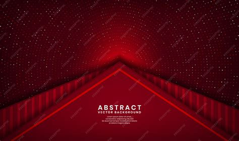 점 반짝이와 나무 질감 모양으로 어두운 공간에 추상 3d 빨간 삼각형 고급 배경 중복 레이어 프리미엄 벡터