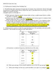 SNHU Math MODULE One Part One Docx MODULE One Part One MyStatLab Module One Problem