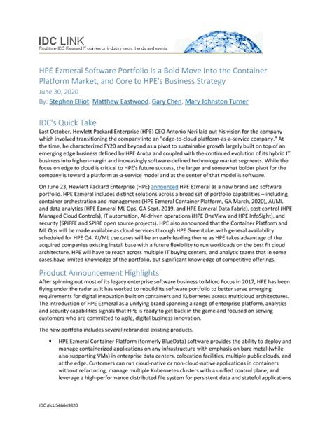 Hpe Ezmeral Software Portfolio Is A Bold Move Into The Container