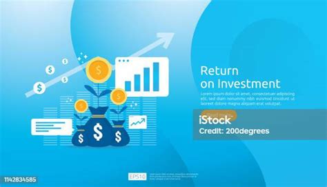 투자 Roi 개념에 대 한 수익 비즈니스 성장 화살표 성공 달러 식물 동전 그래프와 돈 가방 차트는 수익을 높입니다 증가 하는 금융 스트레칭 배너 평면 스타일 벡터