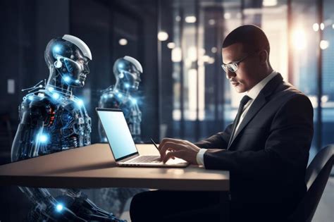 Premium Photo Businessman Utilizing Ai Technology For Work Purposes