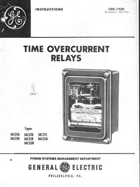 Geh 1753e Time Overcurrent Relays Types Iac51a B C D R 52a B Pdf